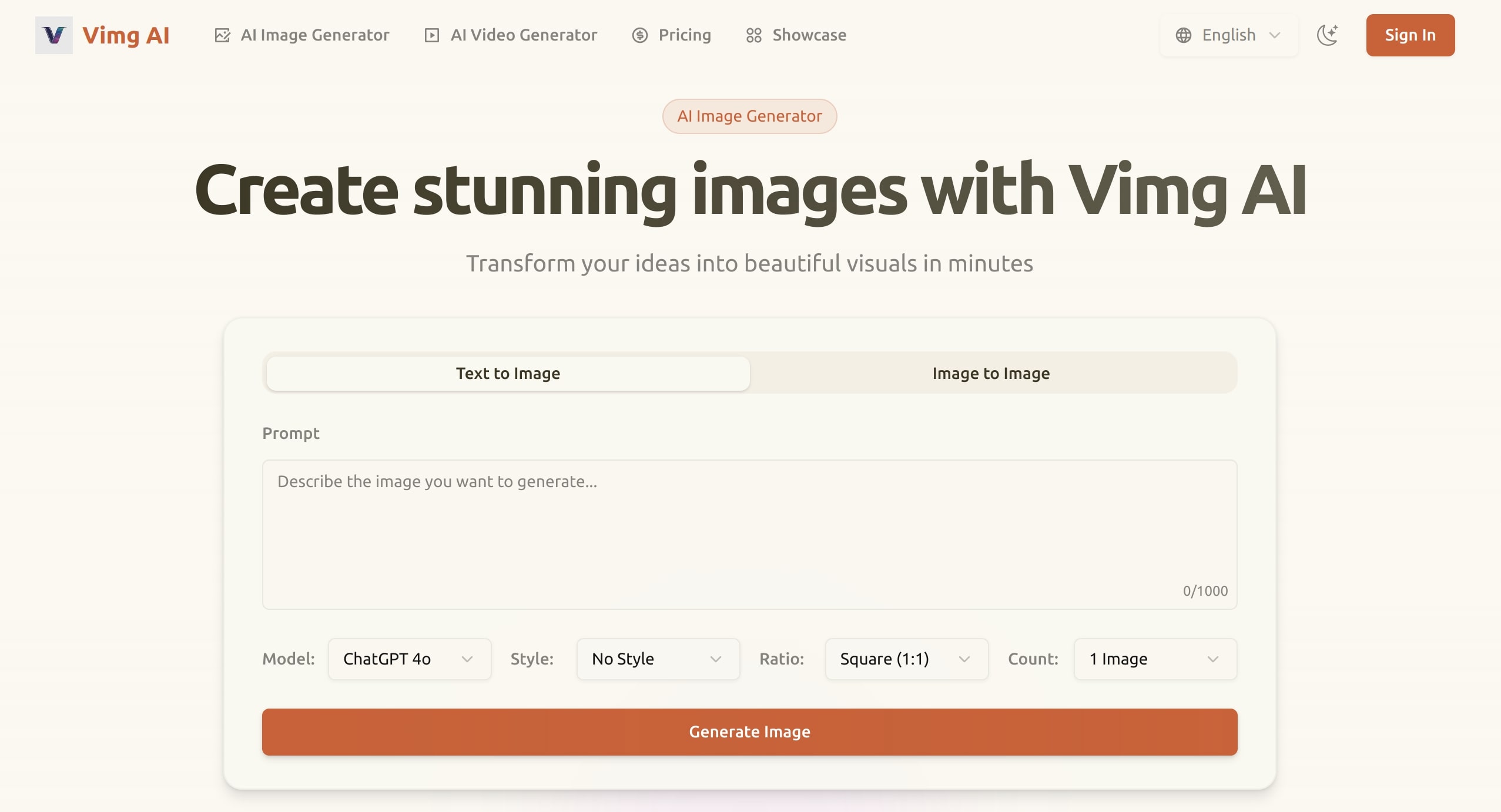 Vimg AI - Professional AI Image Generator & Creator Tool